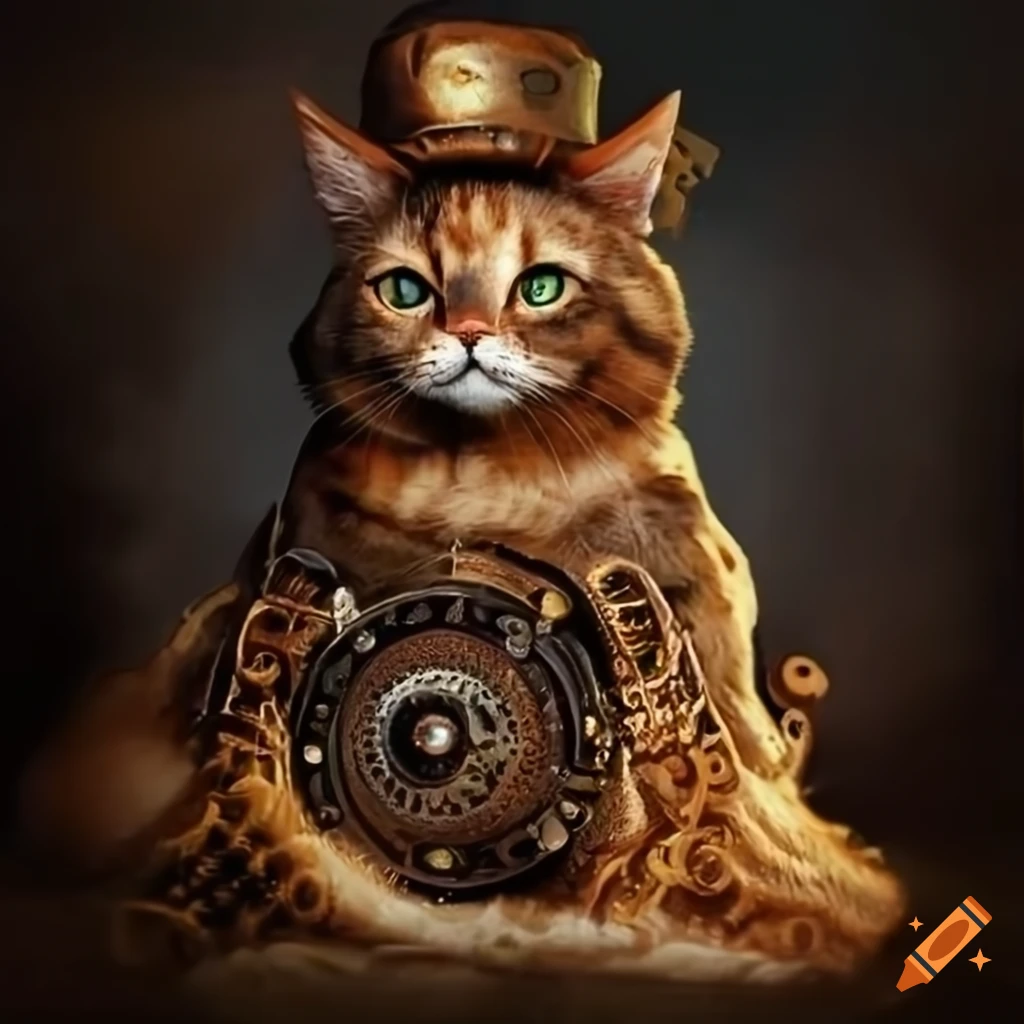 Steampunk cat artwork on Craiyon
