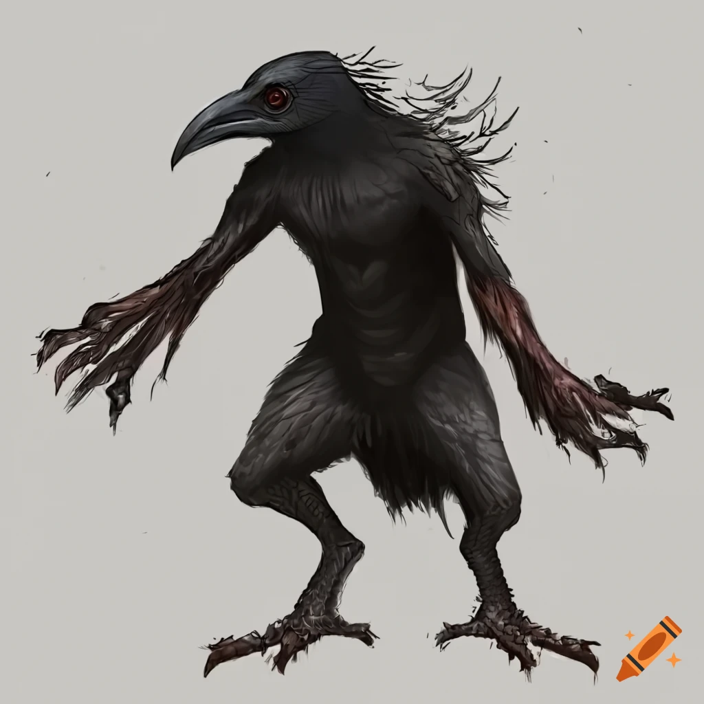 Concept art of a dark horror crow cenozoic terror bird on Craiyon
