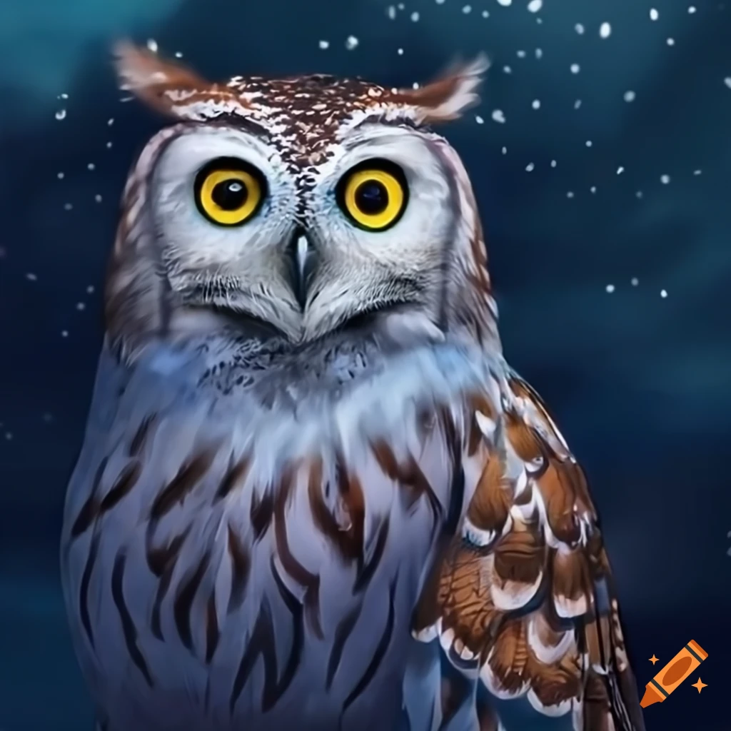 Owl at night on Craiyon