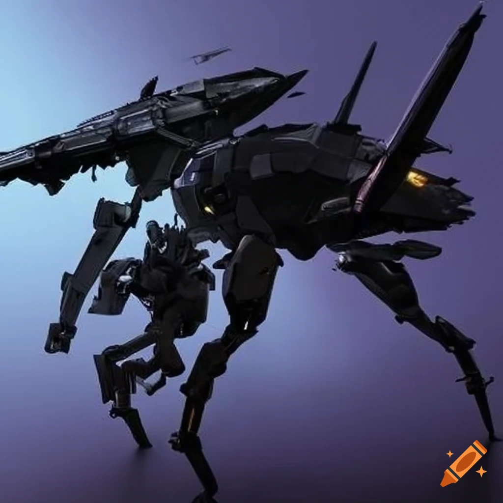 Black mecha flying on Craiyon