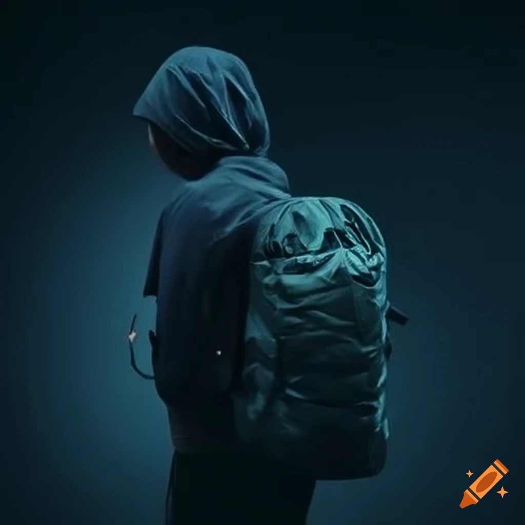 Person carrying a heavy backpack overflowing with emotions on Craiyon