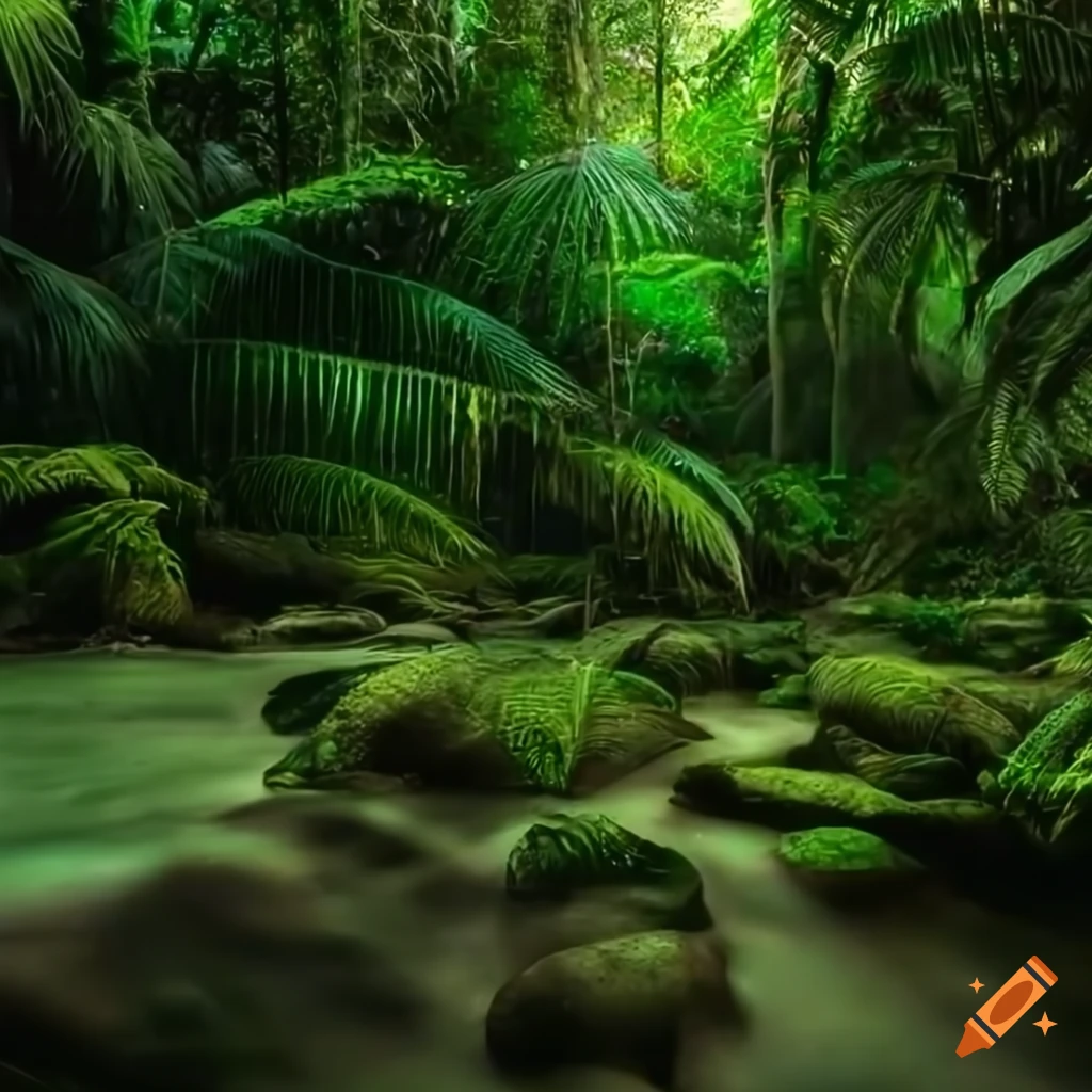 Tropical jungle scenery at 1080p resolution on Craiyon