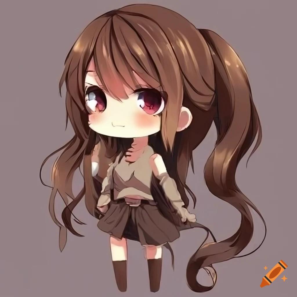 Brown hair anime chibi character on Craiyon