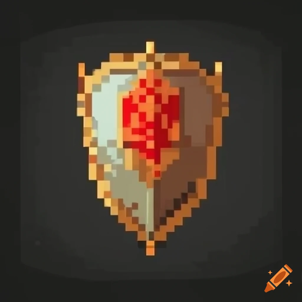Pixel art shield on Craiyon