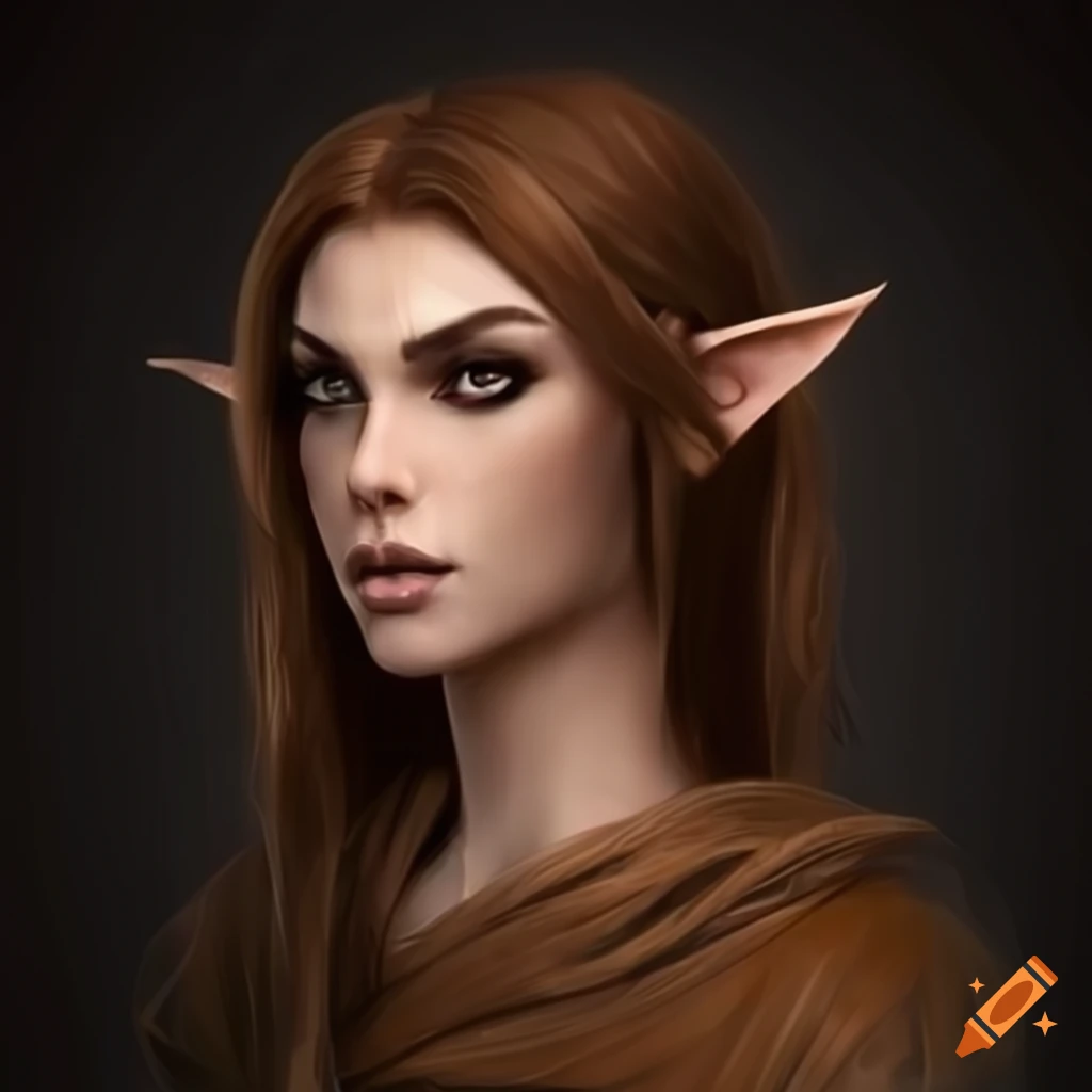 Brown Haired Elven Woman In A Brown Tunic On Craiyon