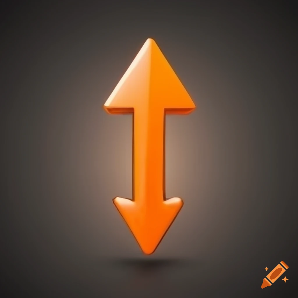 Orange 3d arrow game icon with studio lighting on Craiyon