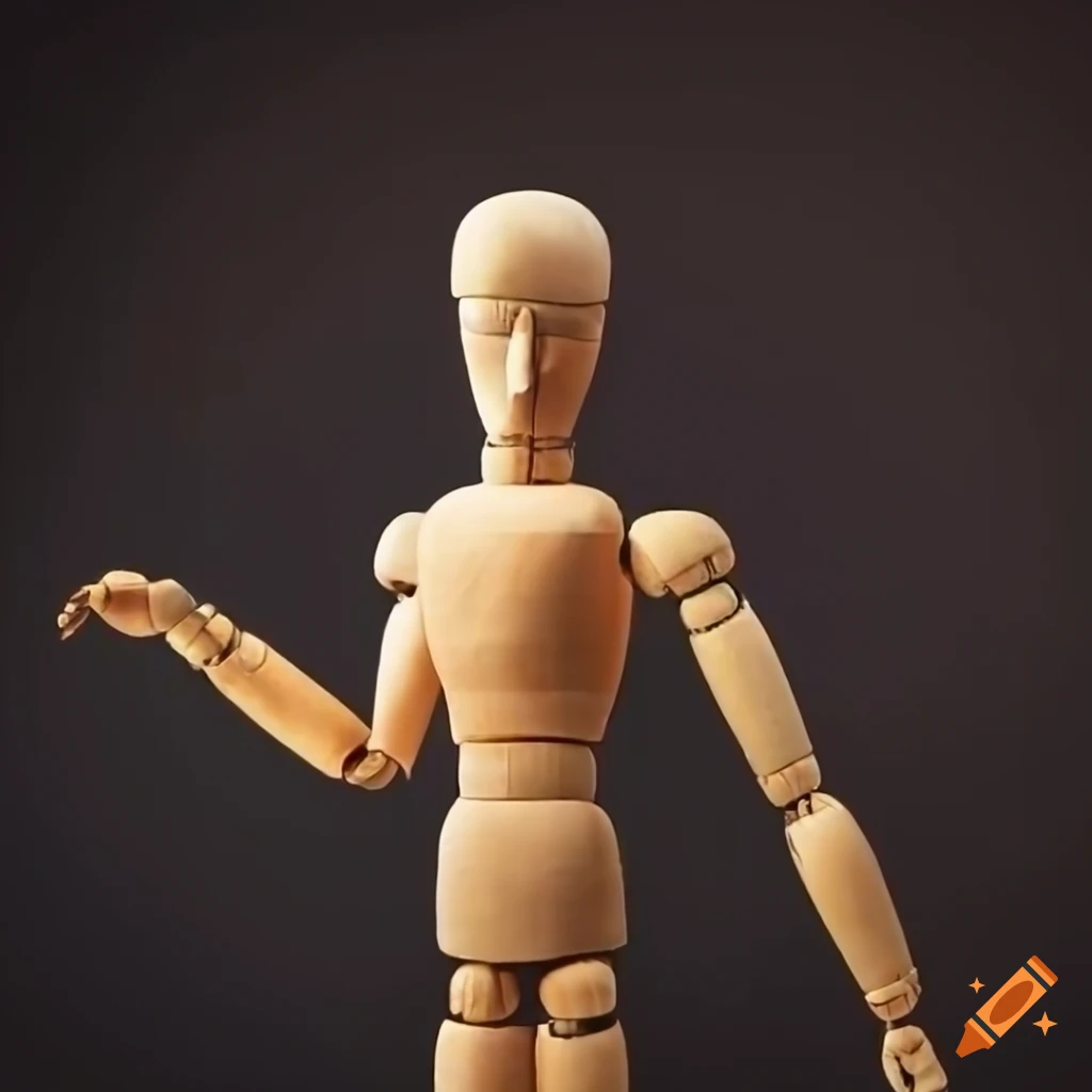 Detailed 4k photograph of wooden anatomy puppet with bowler hat and ...