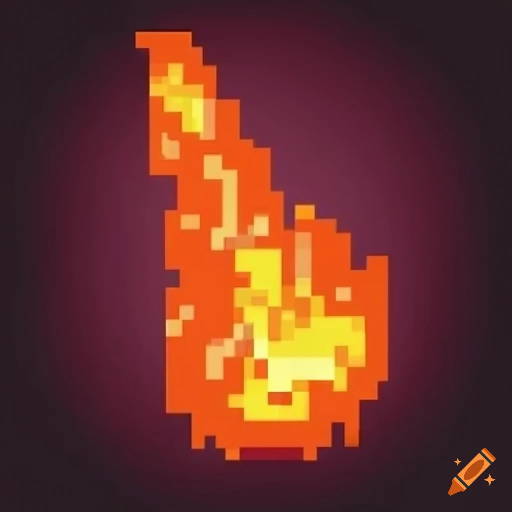 Pixel art fireball on Craiyon