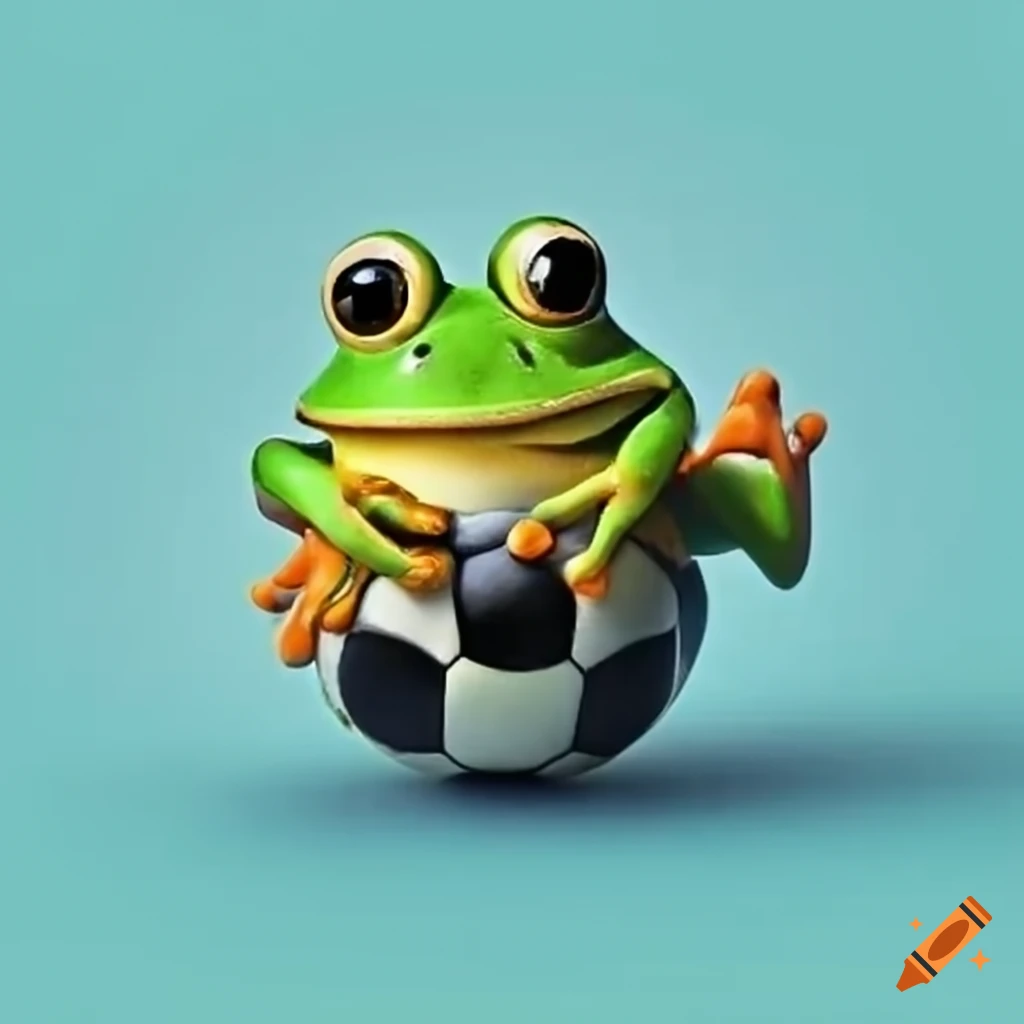 Frog capturing a soccer ball on Craiyon