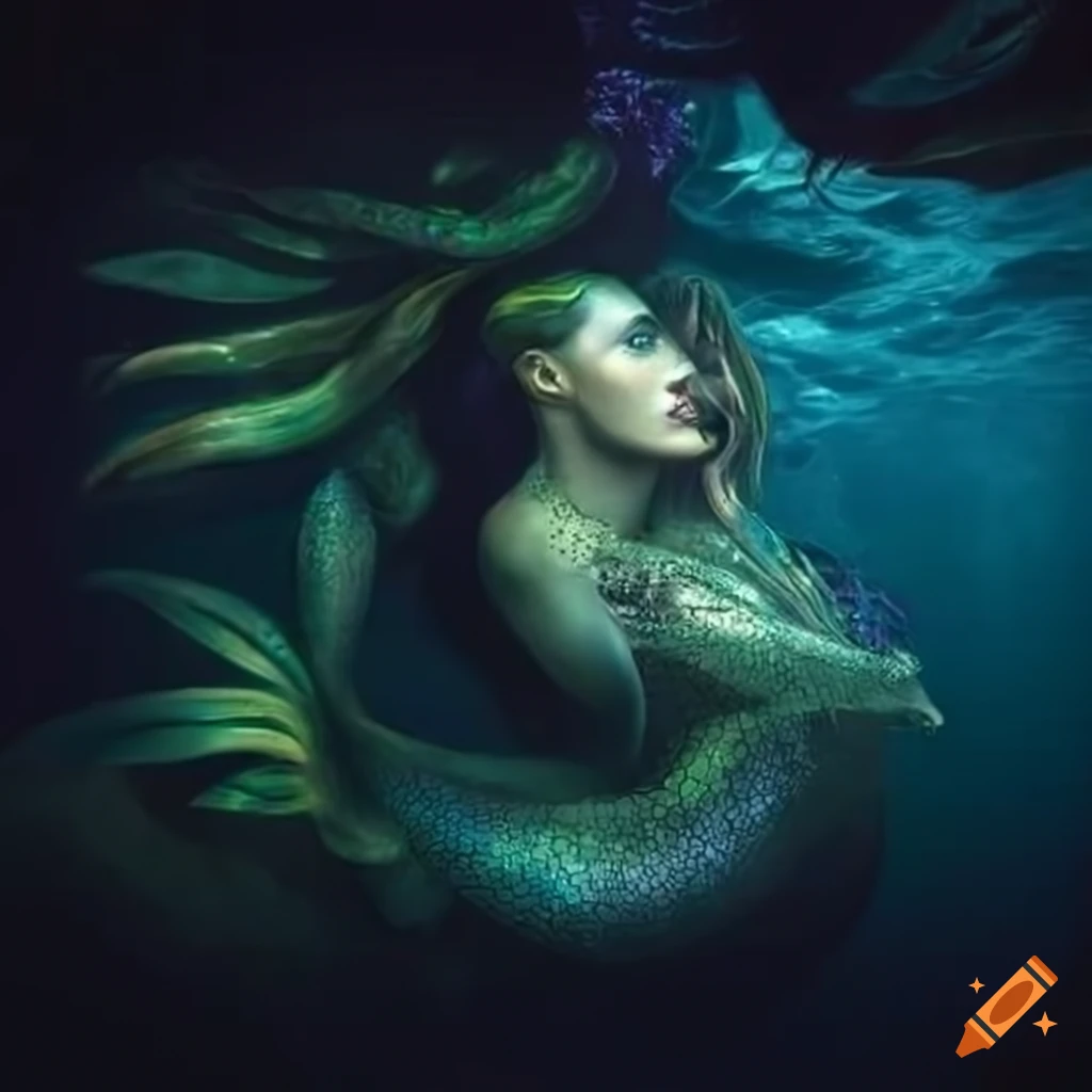 Two mermaid goddesses overseeing an enchanting realm on Craiyon