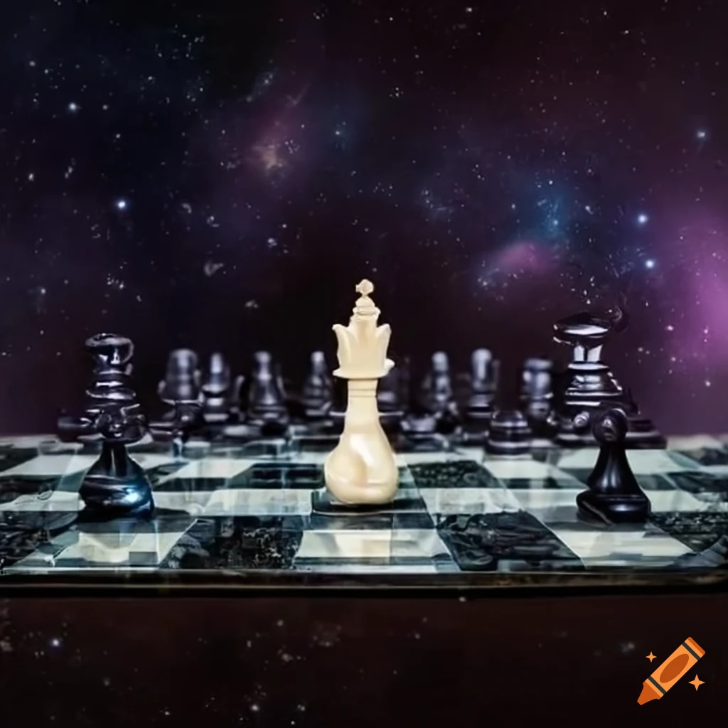 Magical chess set in space on Craiyon
