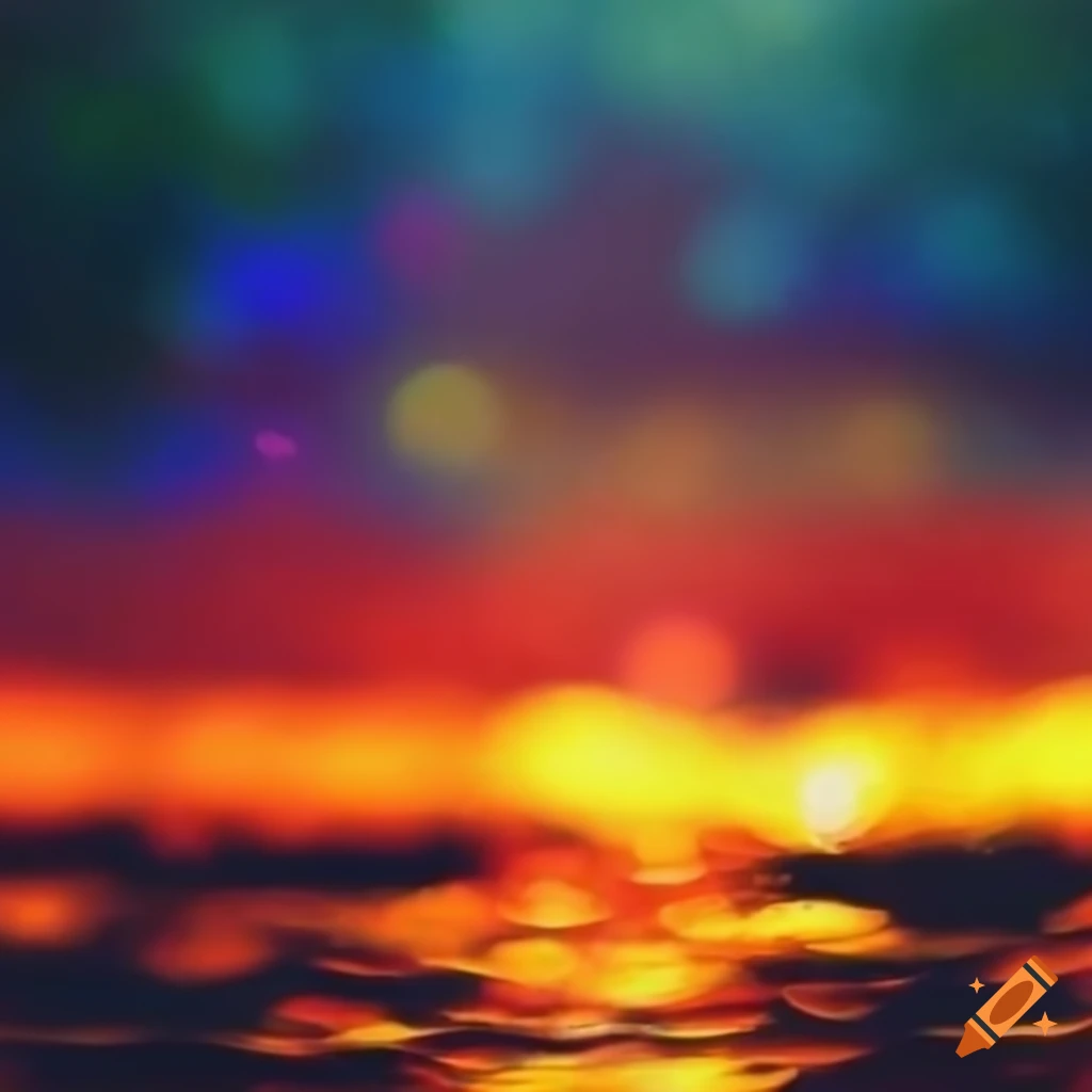 Sunset scene with bokeh effect in a painting on Craiyon