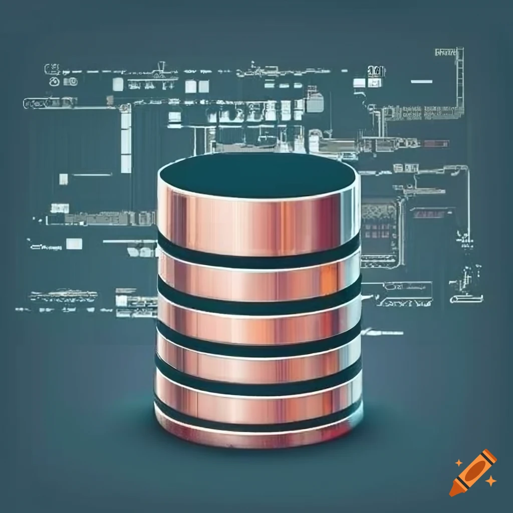 Database server surrounded by schematic diagram on Craiyon