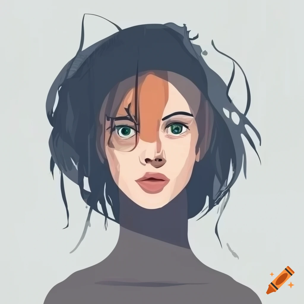 Minimal flat color vector illustration in brutalist style of a woman on ...