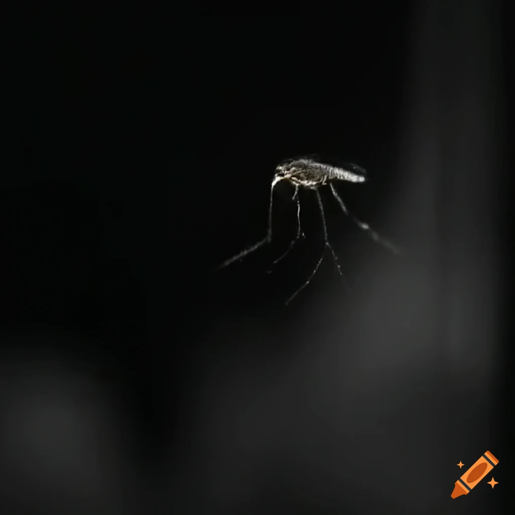 Mosquito singing behind home window at night on Craiyon