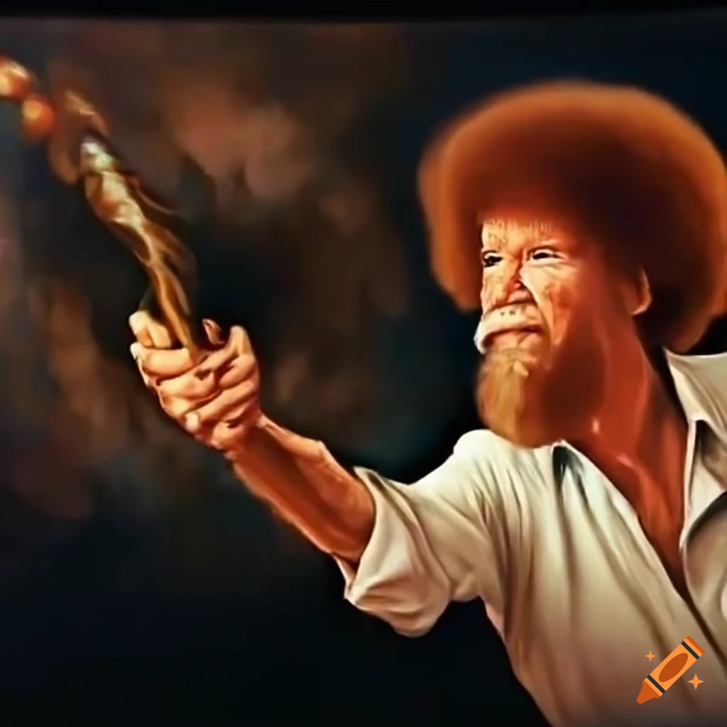 Bob ross practicing kung fu on Craiyon