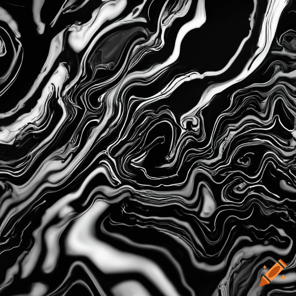 Psychedelic black and white marble design on Craiyon