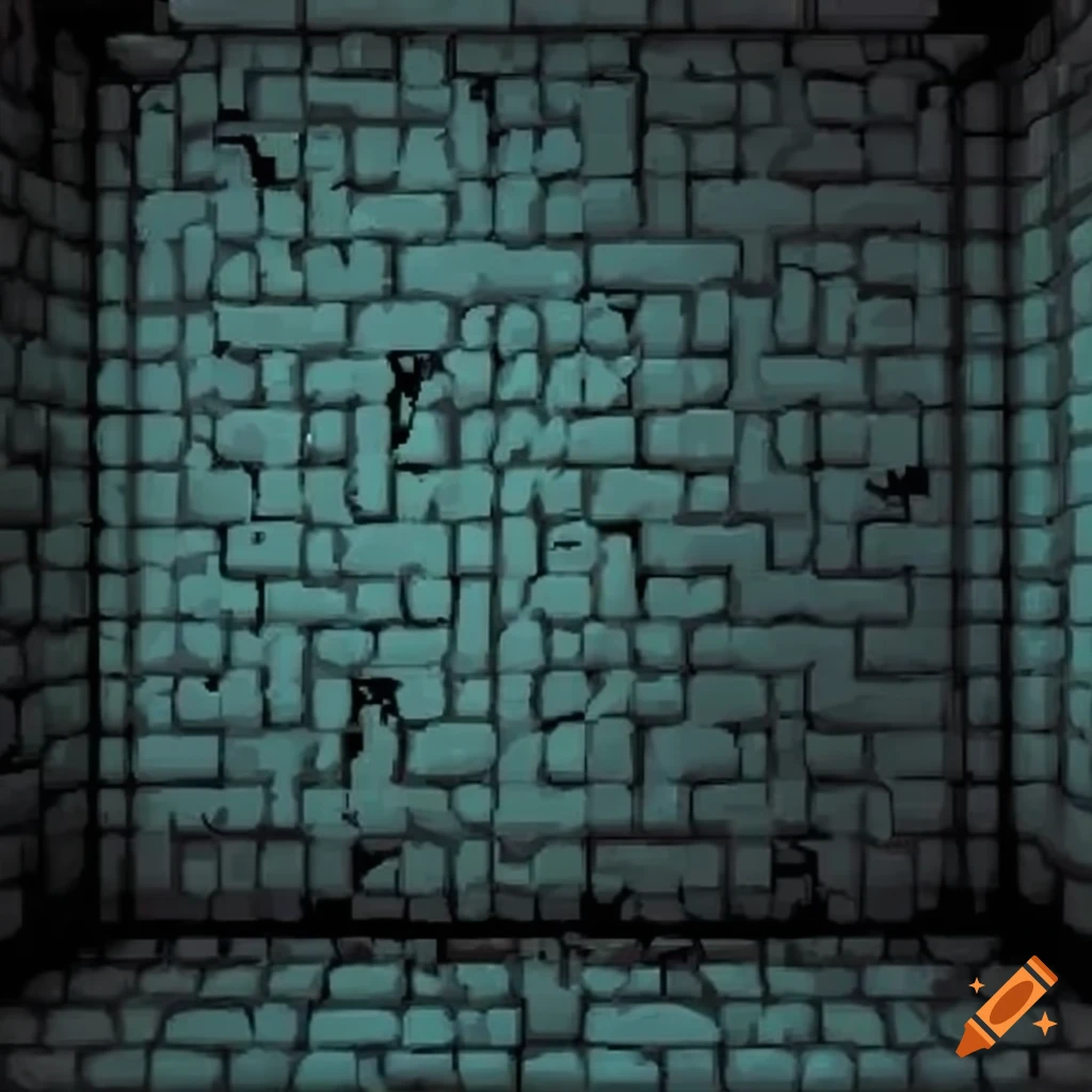 Pixel art of an empty dungeon room on Craiyon