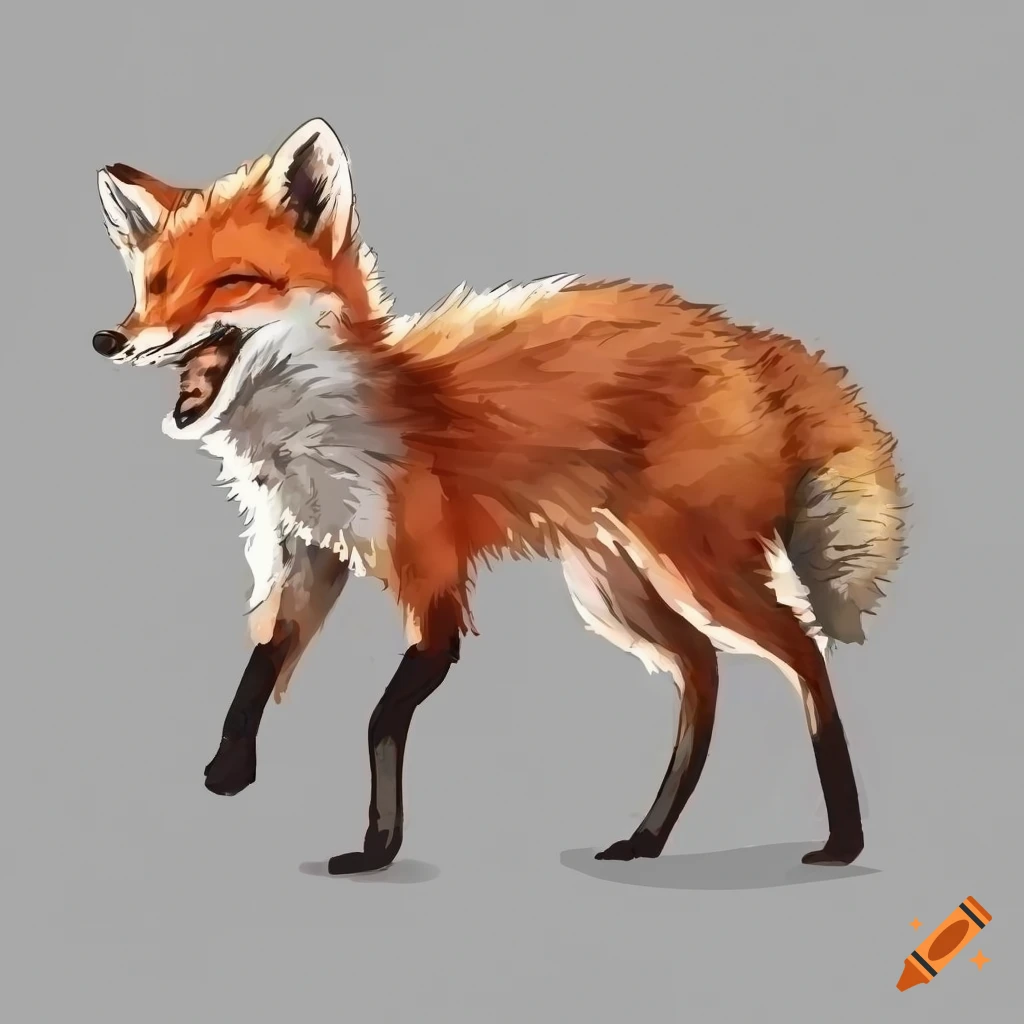 Fox in a playful stance with transparent background on Craiyon