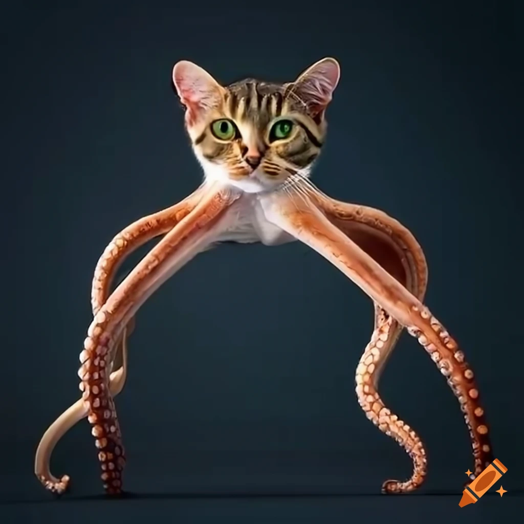 Flying cat with octopus legs on Craiyon