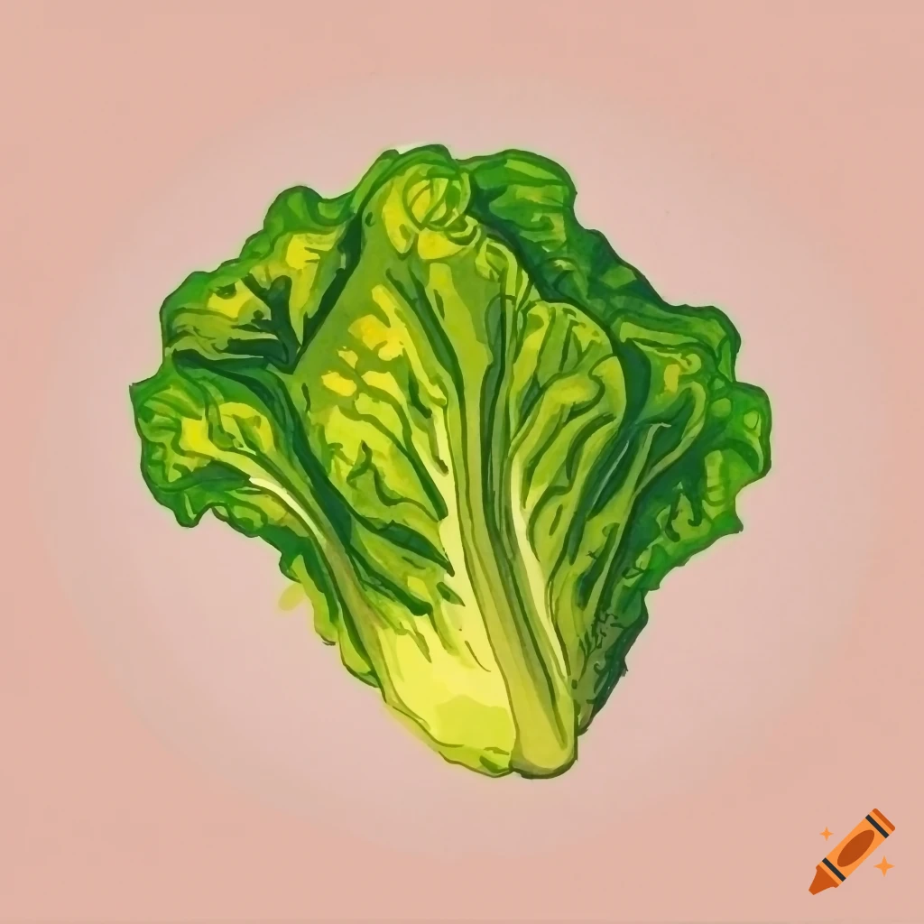 Lettuce on a white background drawn with crayon on Craiyon