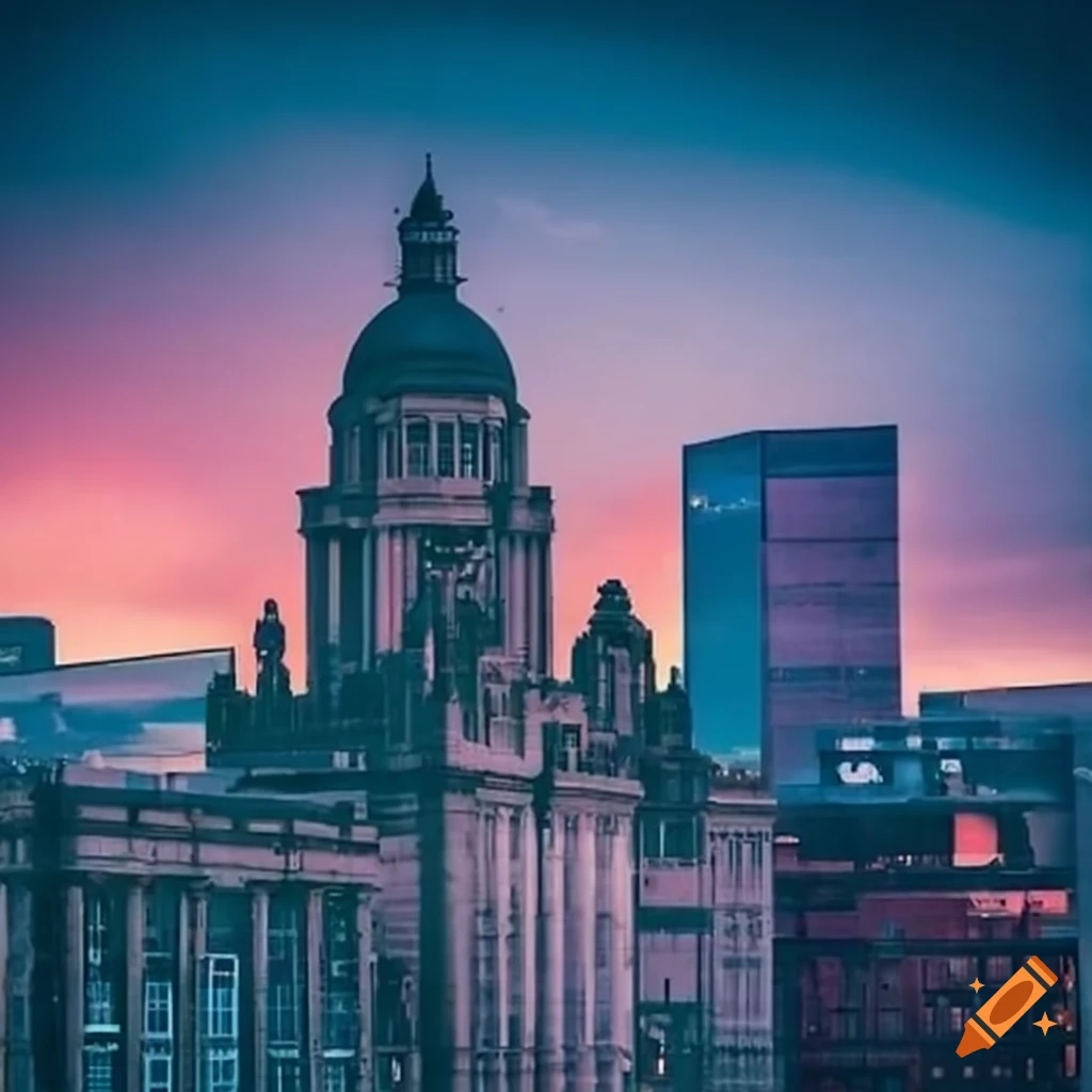 Futuristic cityscape in liverpool, uk on Craiyon