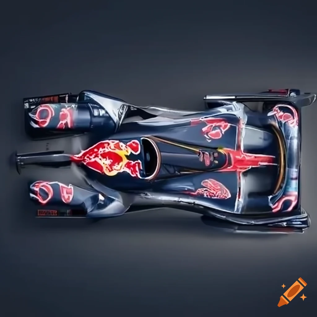 Top view of a hypercar in WEC Red Bull livery on Craiyon