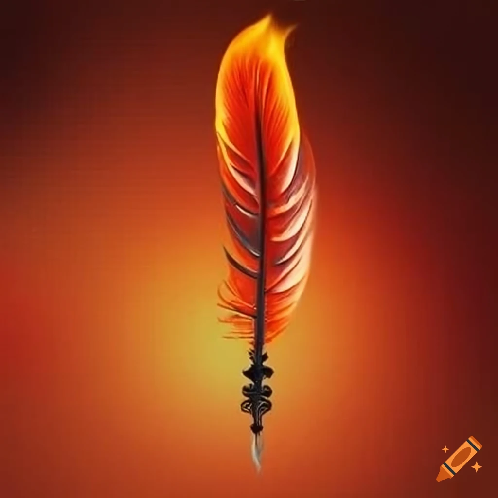 Fire phoenix feather quill on Craiyon
