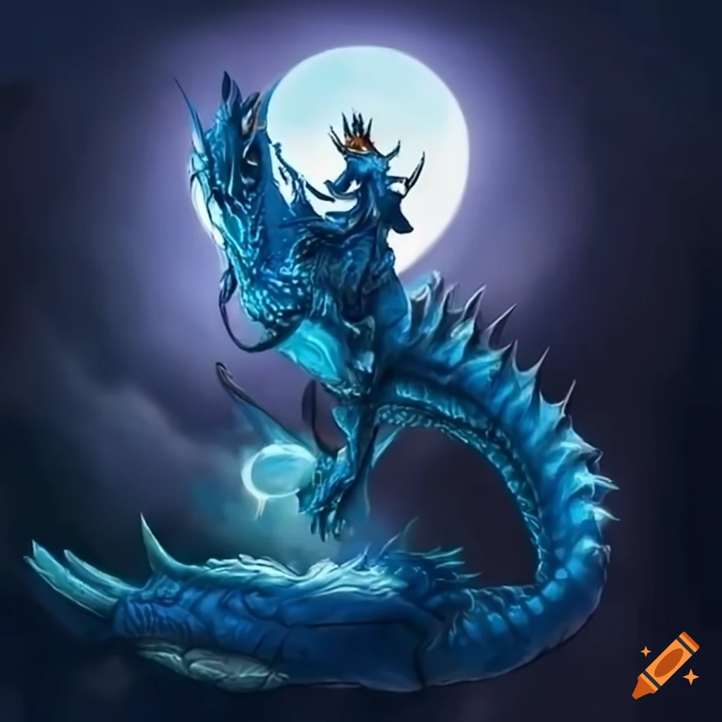 Elf wizard riding a blue dragon in a battle against another dragon on ...