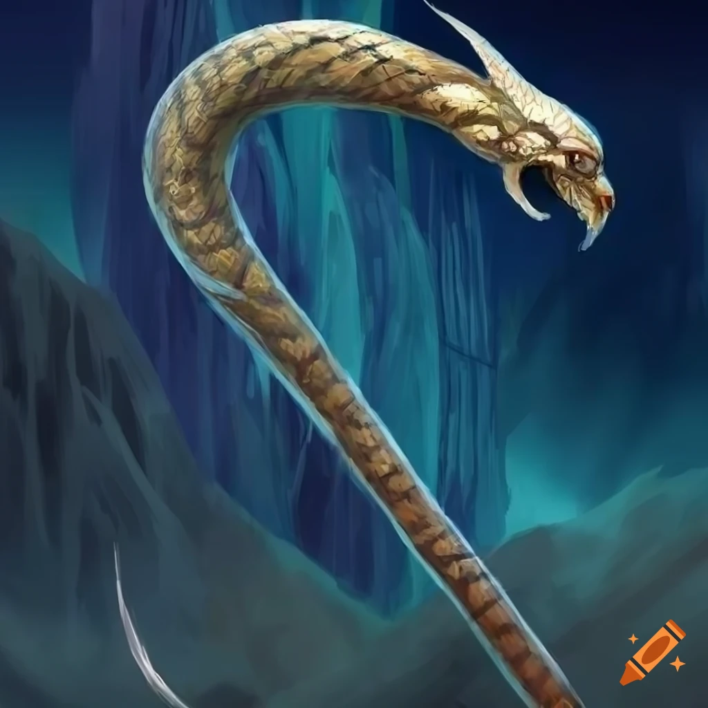 Inca style snake staff in fantasy art on Craiyon
