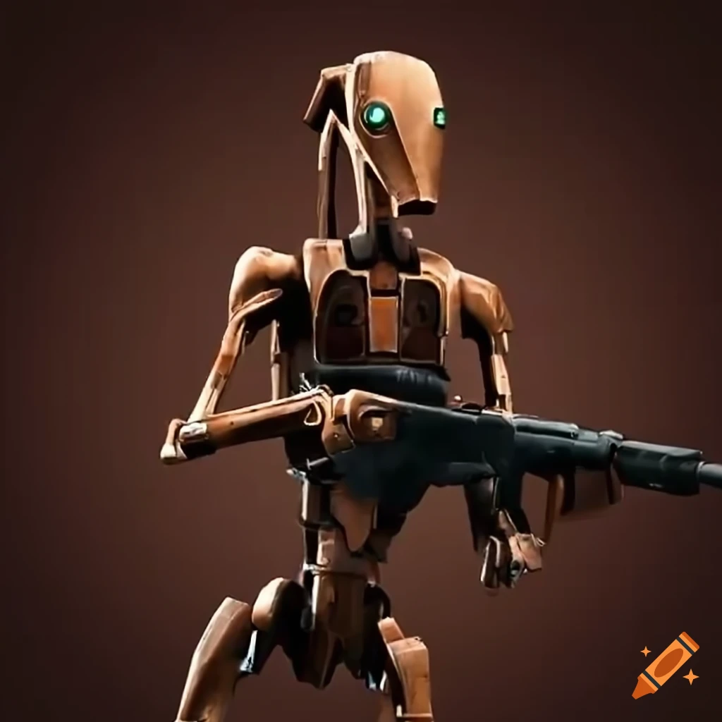 Battle droid shooting on Craiyon
