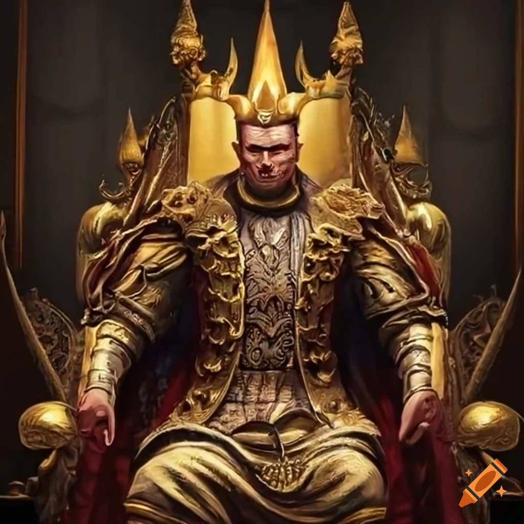 Angry king sitting on a throne on Craiyon