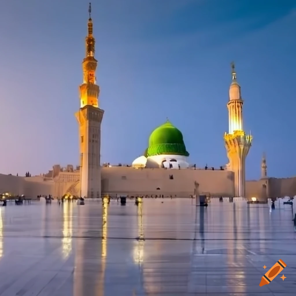 Stunning view of masjid nabawi with extraordinary architecture on Craiyon