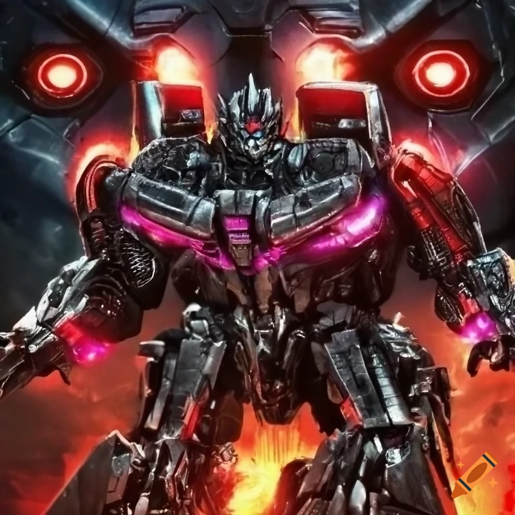 Detailed movie decepticon transformer with red eyes and truck parts on ...