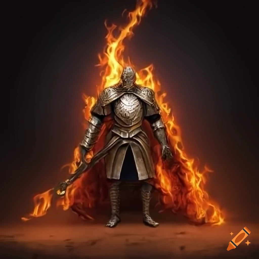 Paladin surrounded by fiery chain on Craiyon