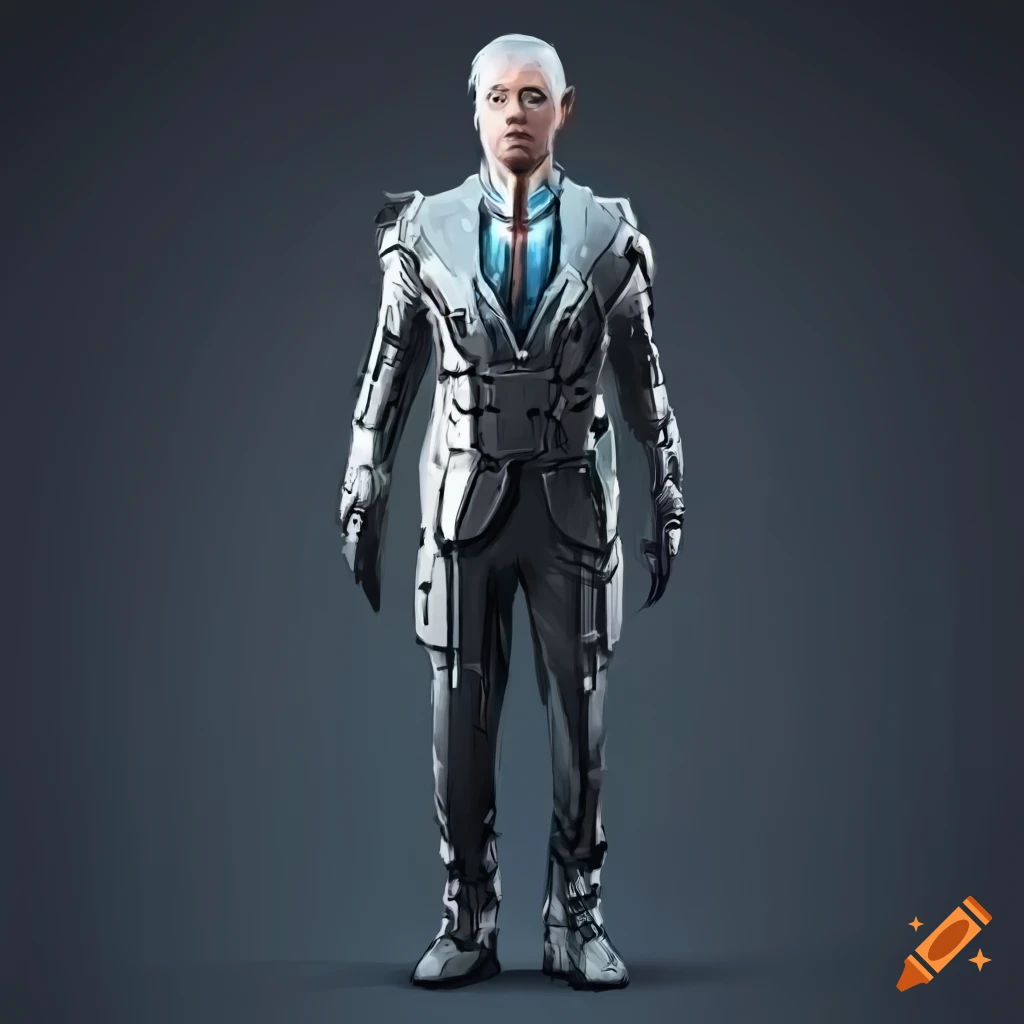 Sci-fi cyberpunk executive in a suit on Craiyon