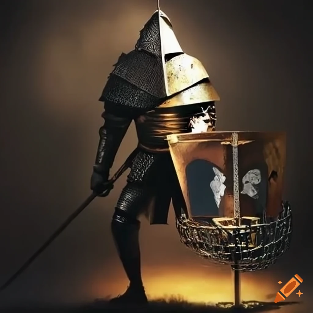 Knights playing disc golf in medieval times on Craiyon