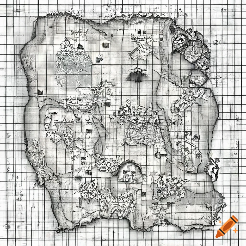 Fantasy map of the underdark with grid lines for dungeons and dragons ...