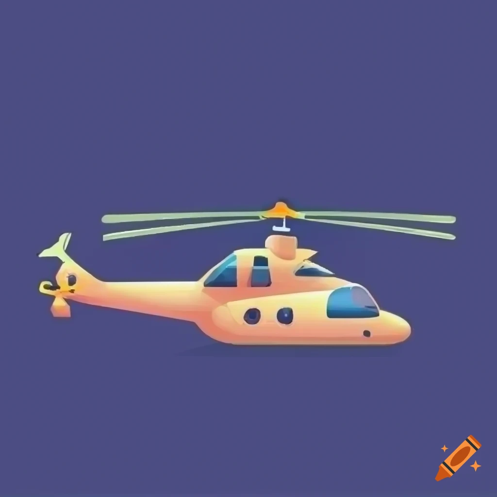 2D vector art of a helicopter in bright pastel colors on Craiyon