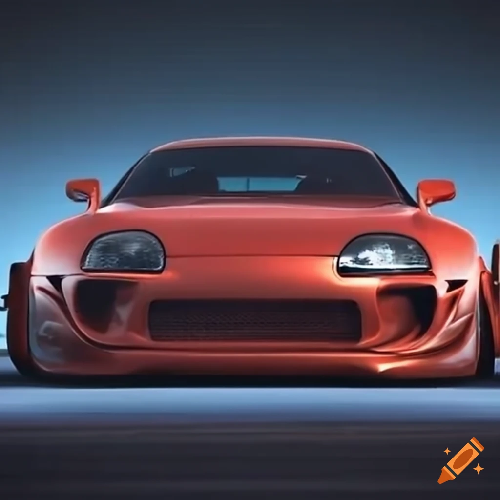 Toyota supra on a drag strip on Craiyon