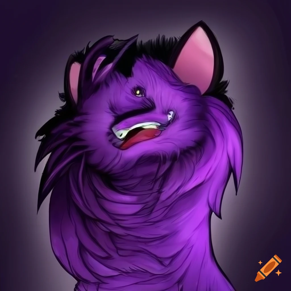 Black and purple fursona with large tail and ears surrounded by fire on ...