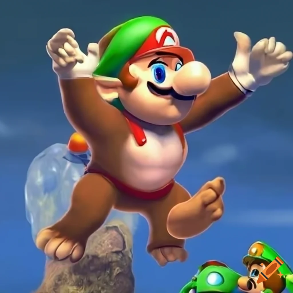 Artwork of a video game mash-up featuring Mario, Link, and Donkey Kong ...