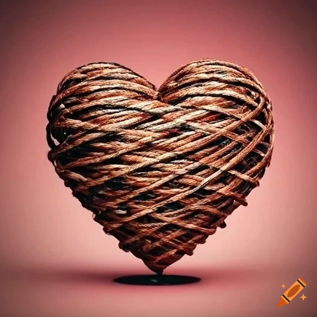 Beautiful heart woven with thread on Craiyon