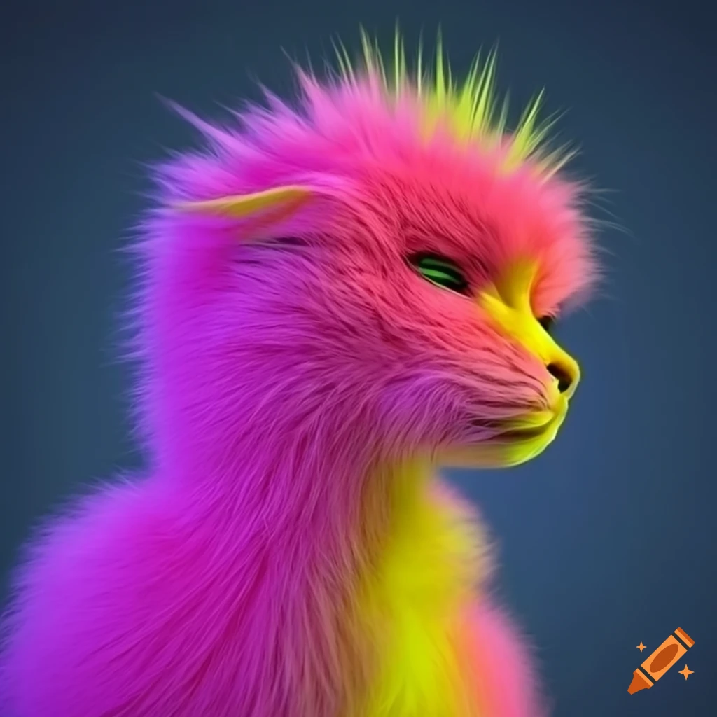 Yellow and pink neon fur on Craiyon