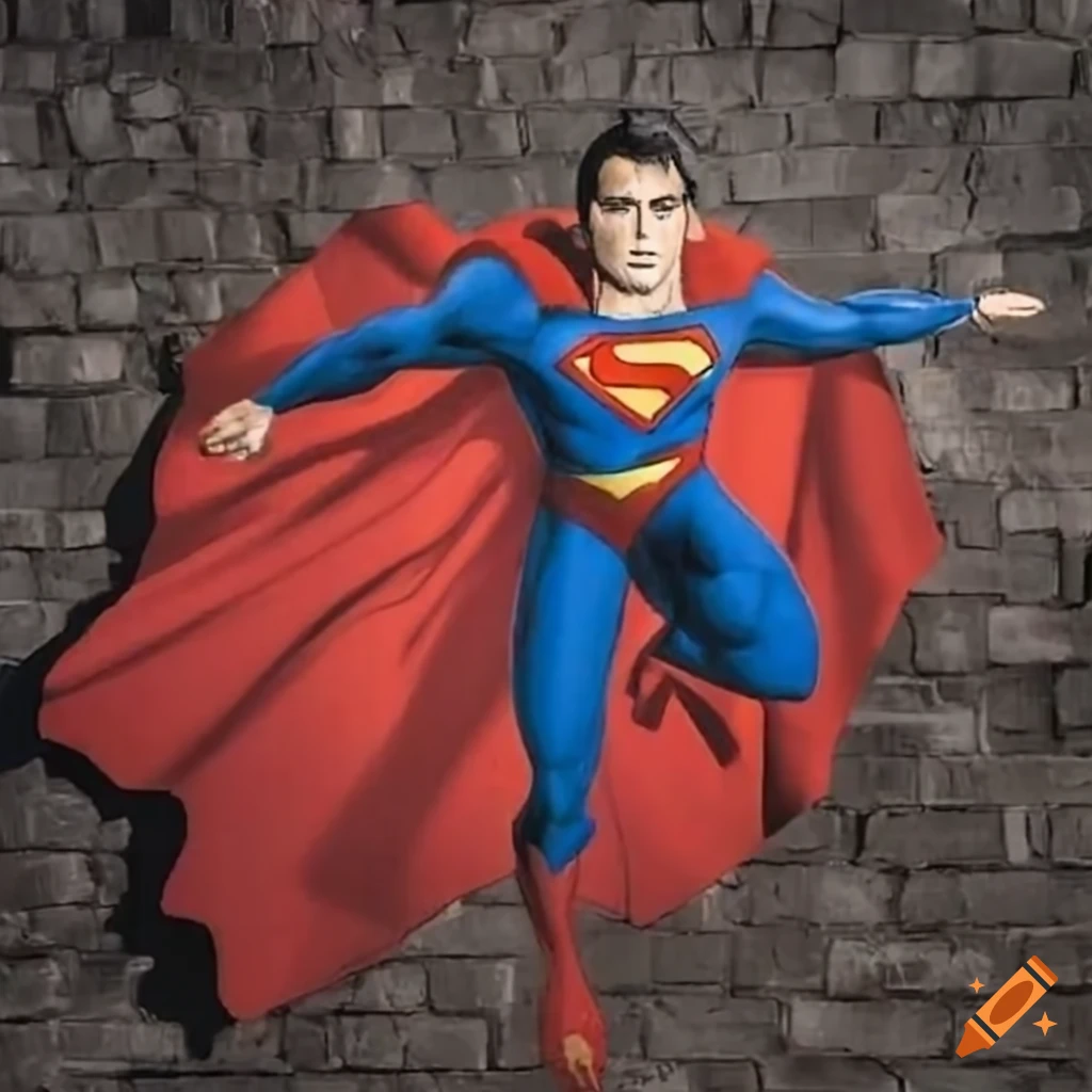 Superman breaking through a wall in alex ross artwork on Craiyon