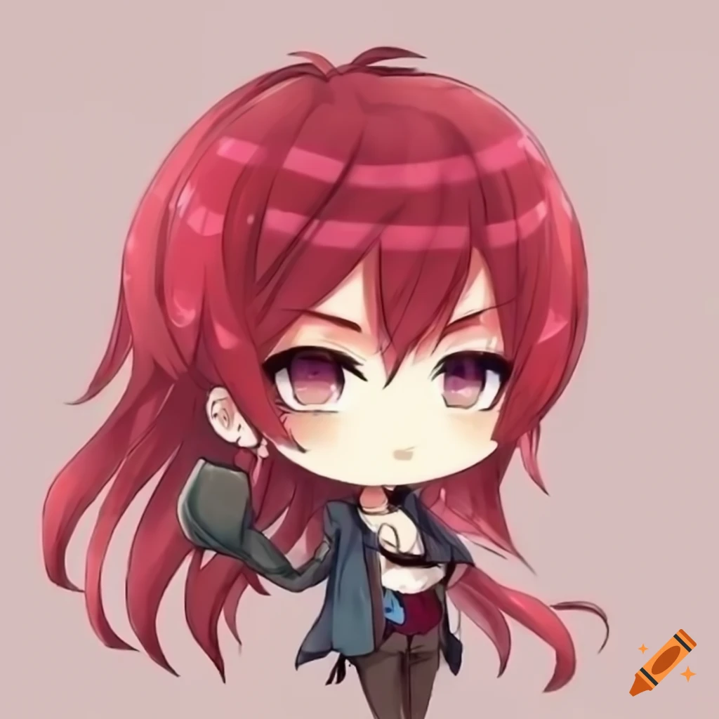 Red hair anime chibi character on Craiyon