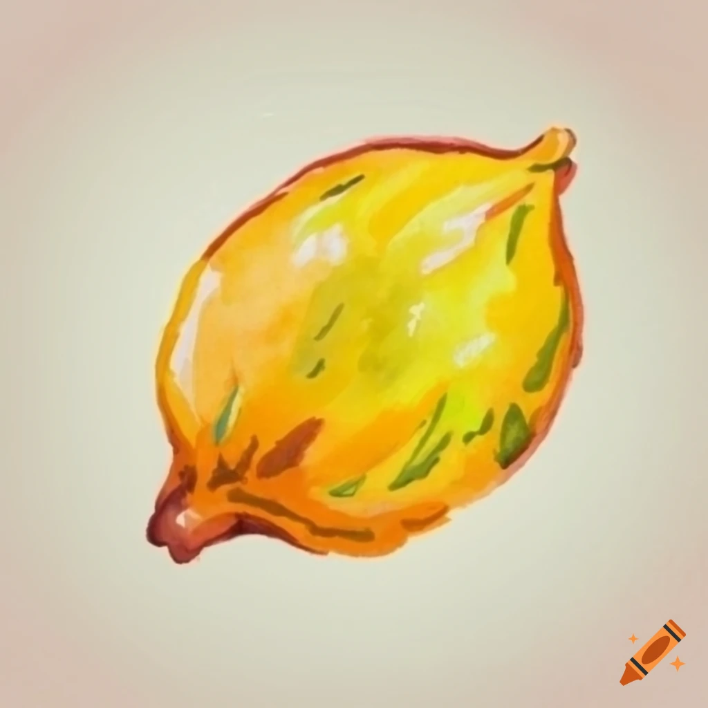 Lemon drawn with crayon on a white background in a comic style on Craiyon
