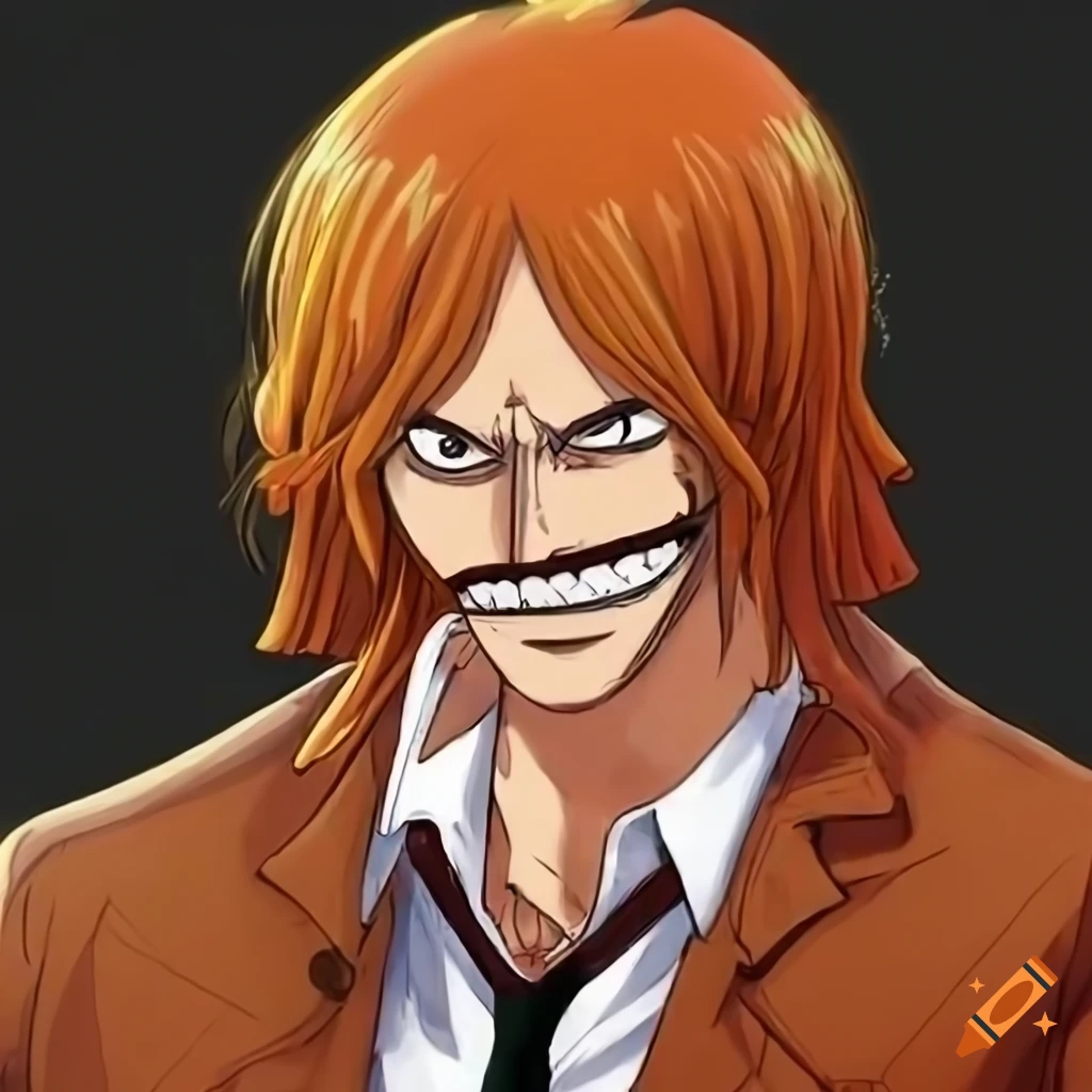 Government agent with ginger hair and mustache in One Piece anime style ...
