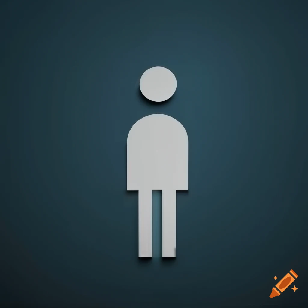 Sleek modern restroom symbol on a dark minimalist background on Craiyon
