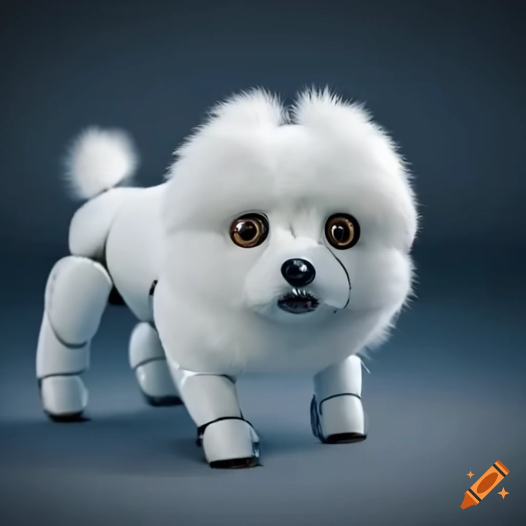 Robot white fluffy dog on Craiyon